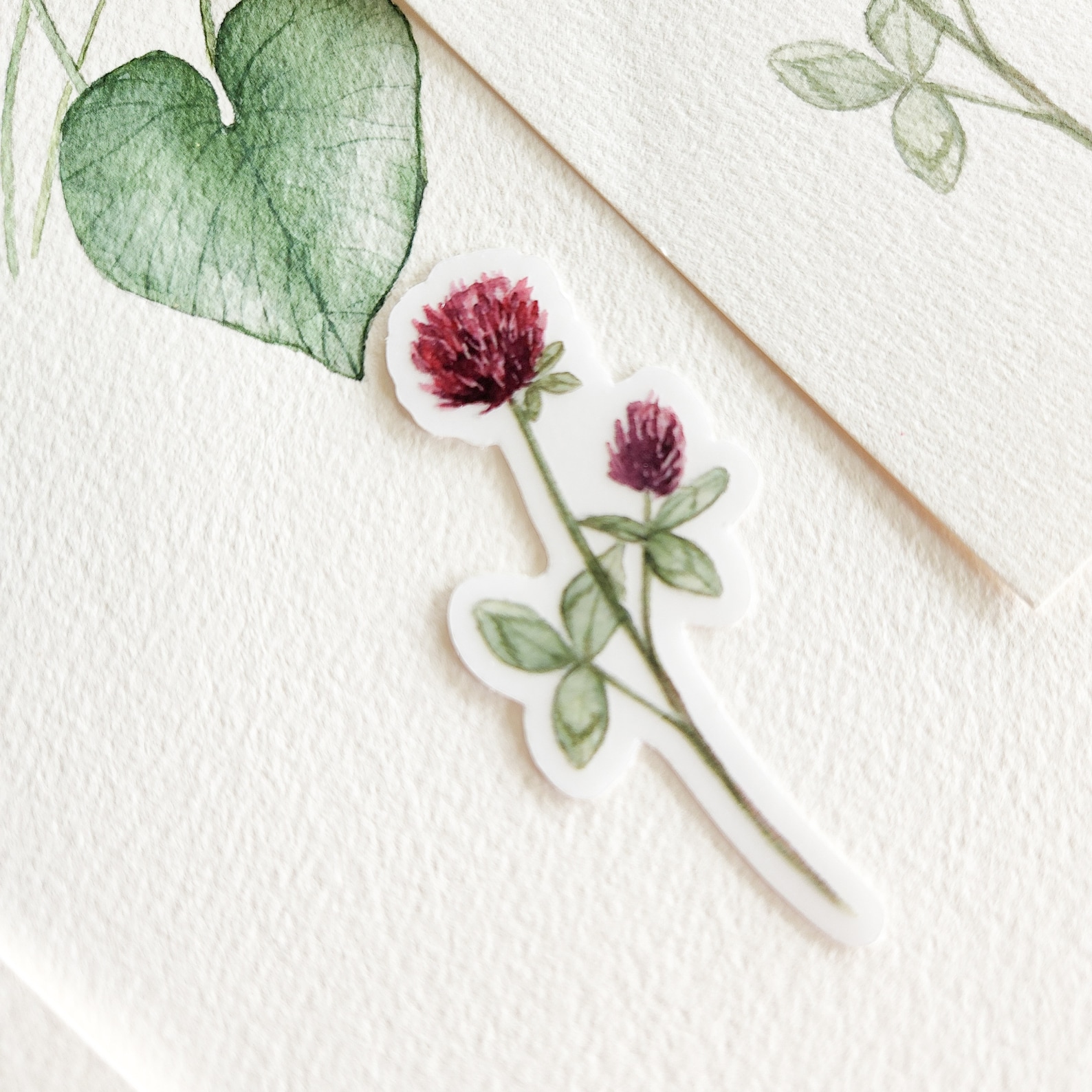 Purple Clover Clear Sticker, Watercolor Wildflower Sticker, Waterproof ...