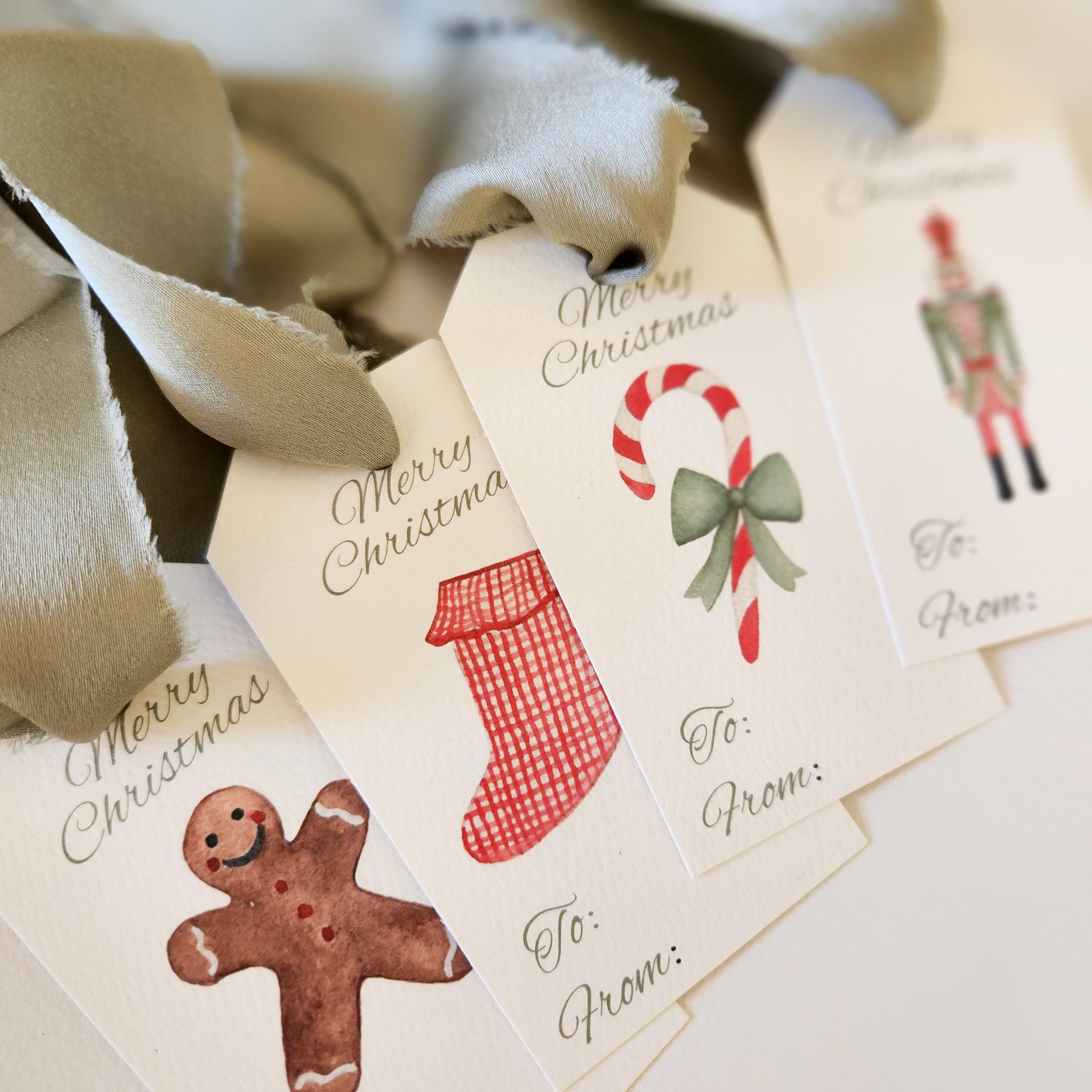 Christmas Gift Tag Set of Eight Nutcracker Gingerbread Man Stocking and ...