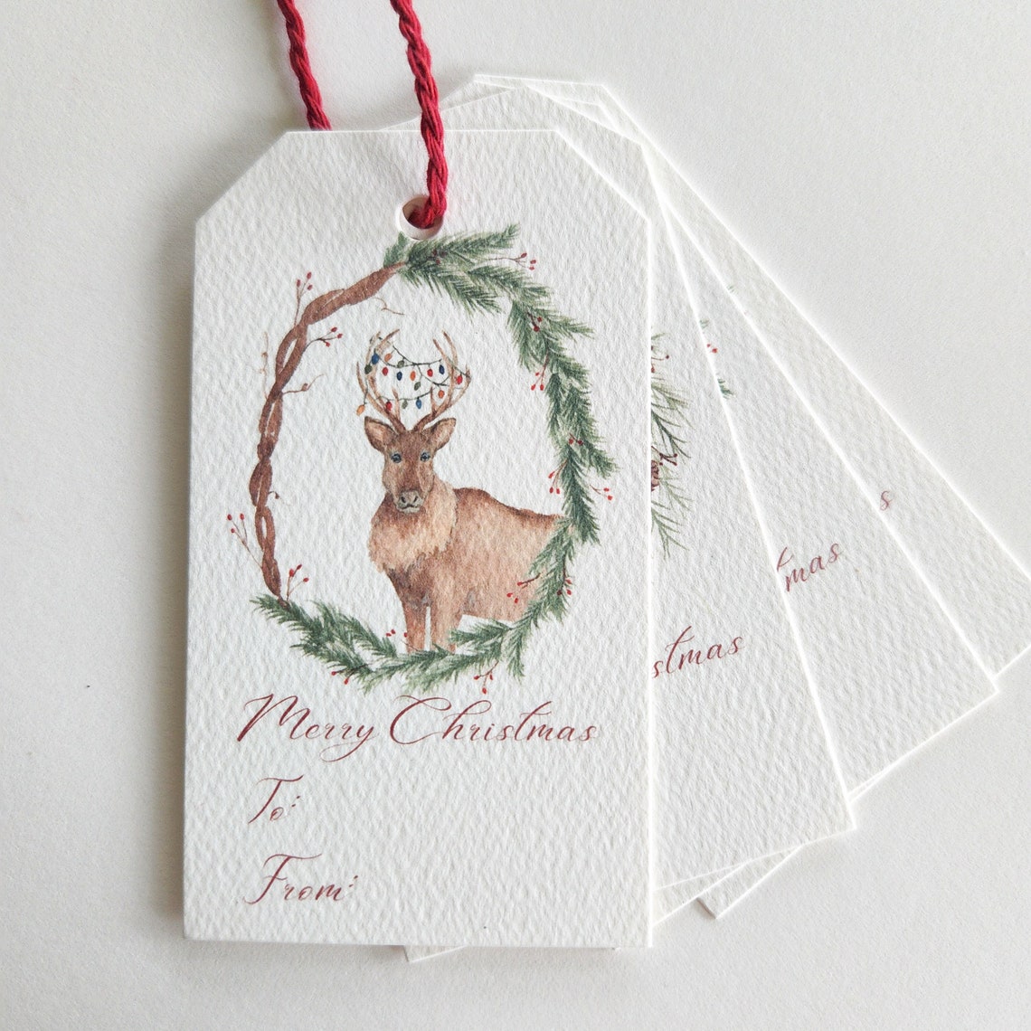 Woodland Animal Christmas Gift Tags, Watercolor Set of 8 - Etsy