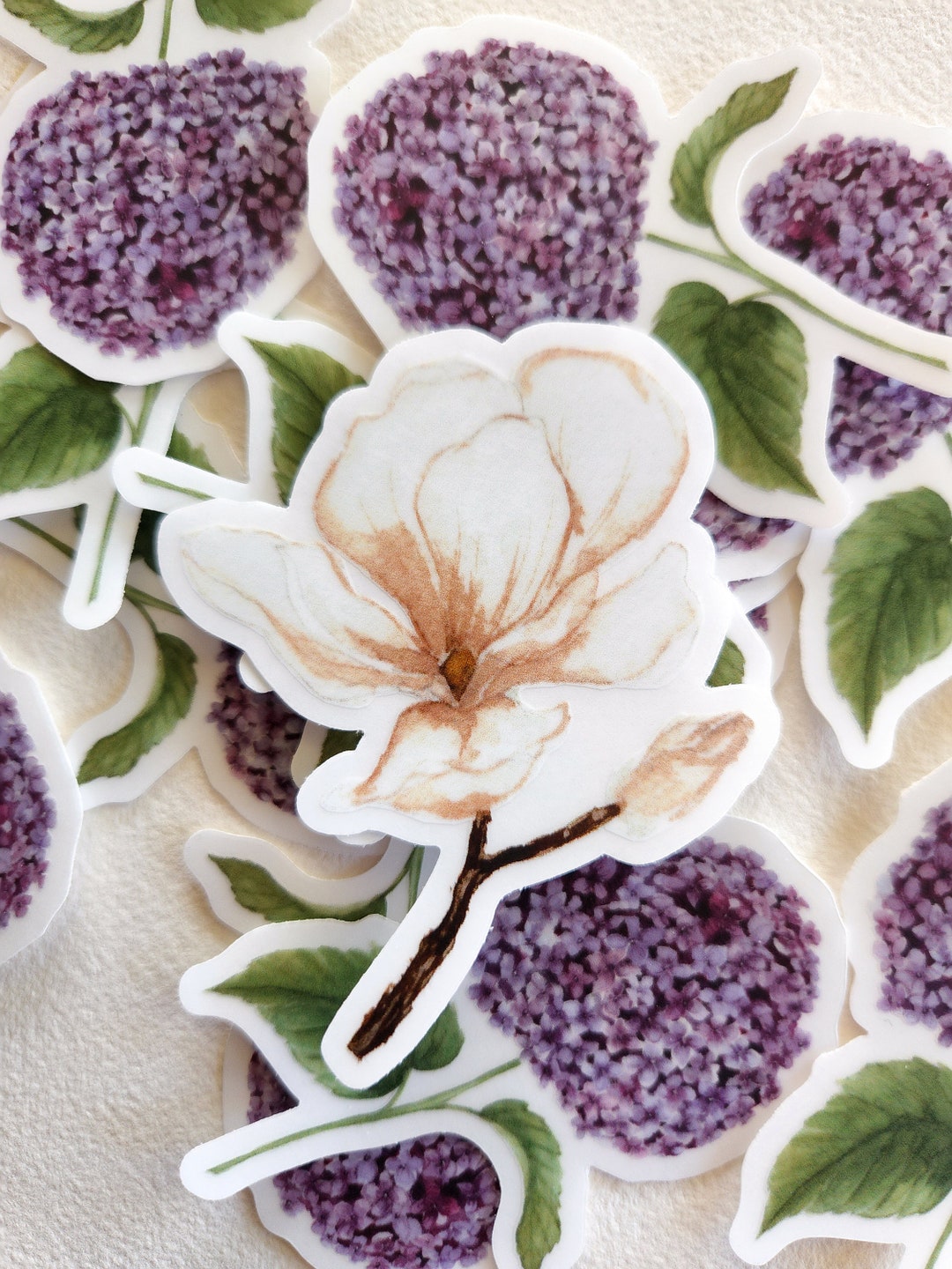 Magnolia Flower Sticker Waterproof Magnolia Sticker Watercolor Magnolia ...