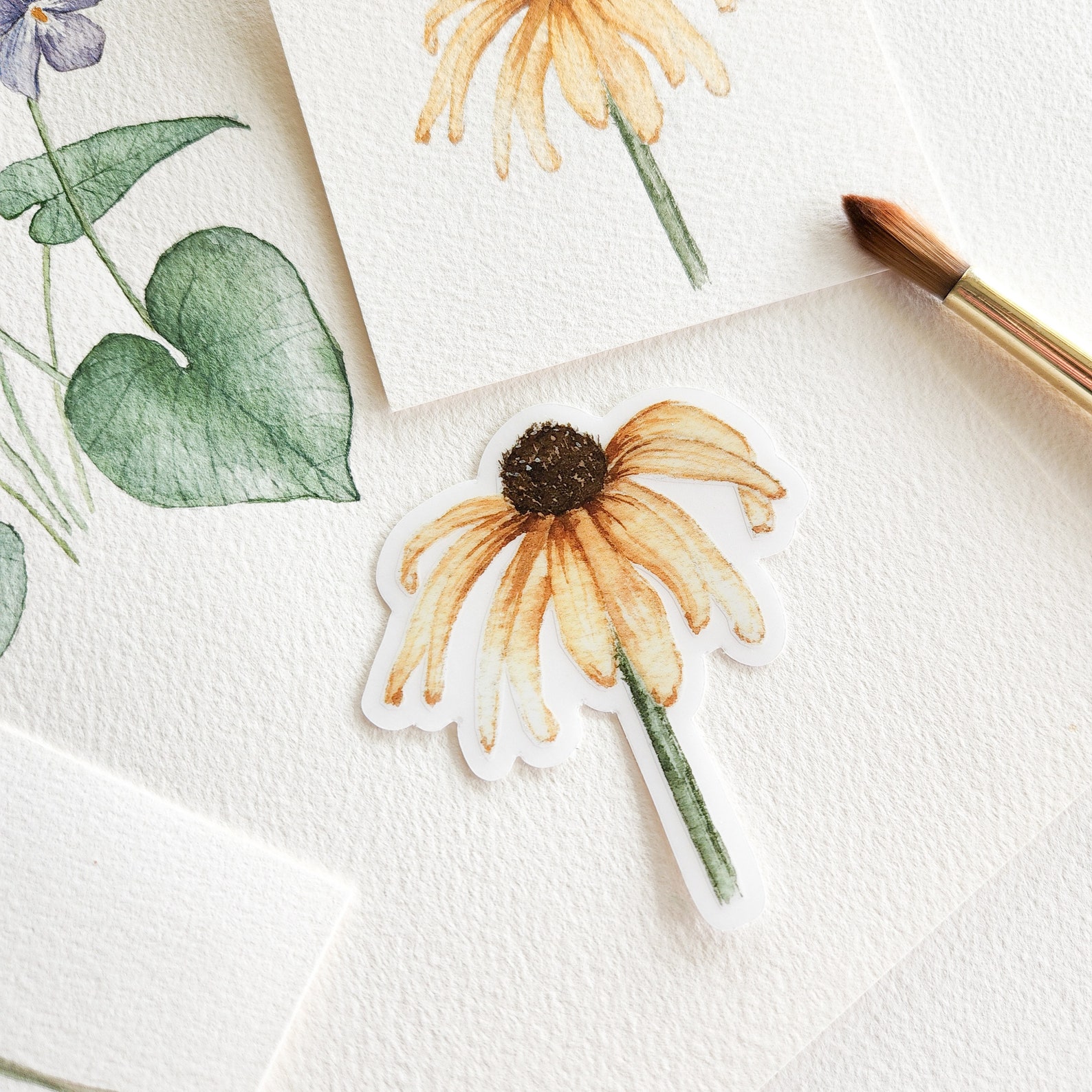 Black Eyed Susan Flower Die Cut Sticker, Yellow Black Eyed Susan ...