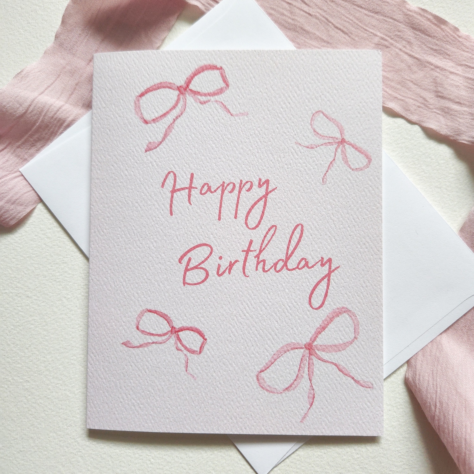 Birthday Card With Pink Bows Pretty Coquette Happy Birthday Card for ...
