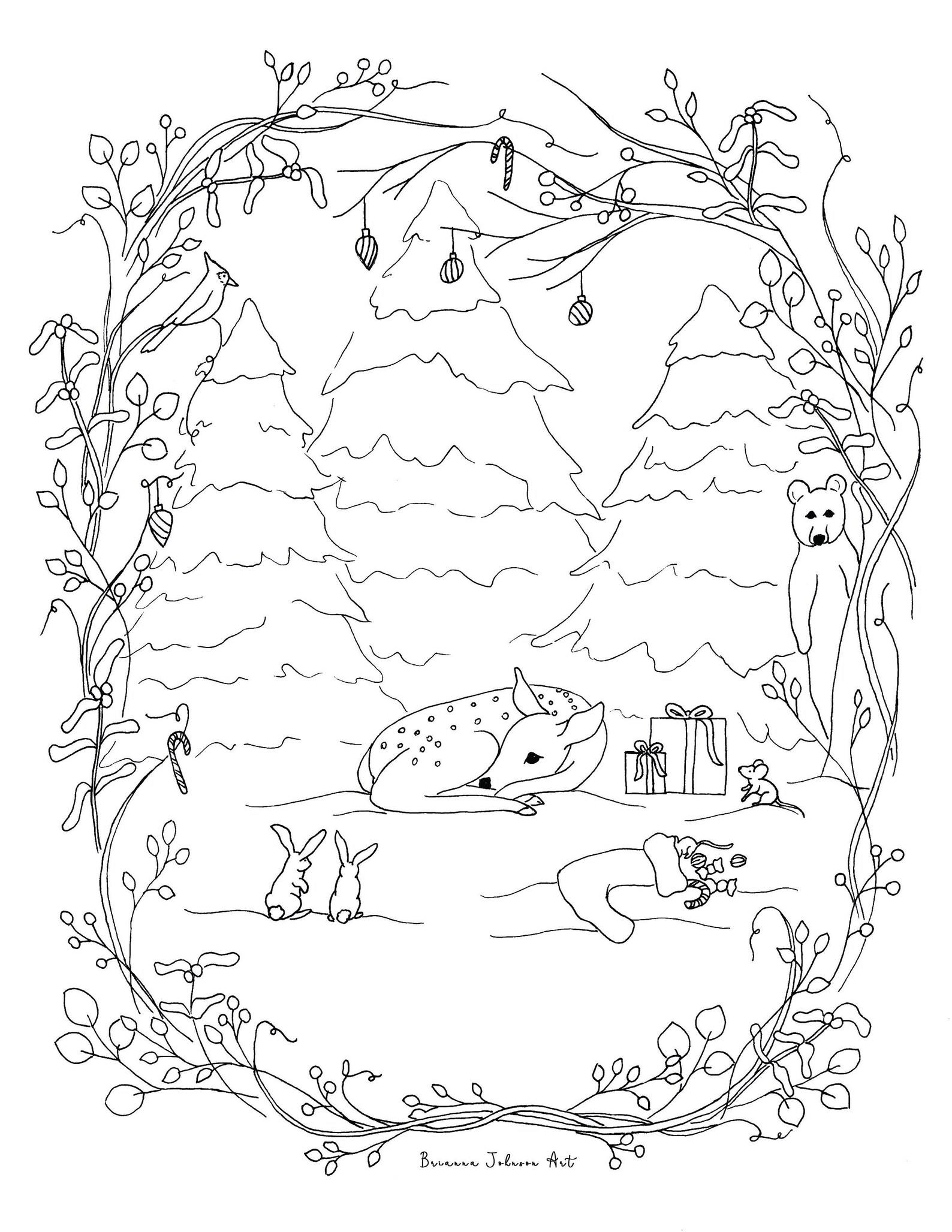 Printable Christmas Coloring Page Winter Coloring Page - Etsy