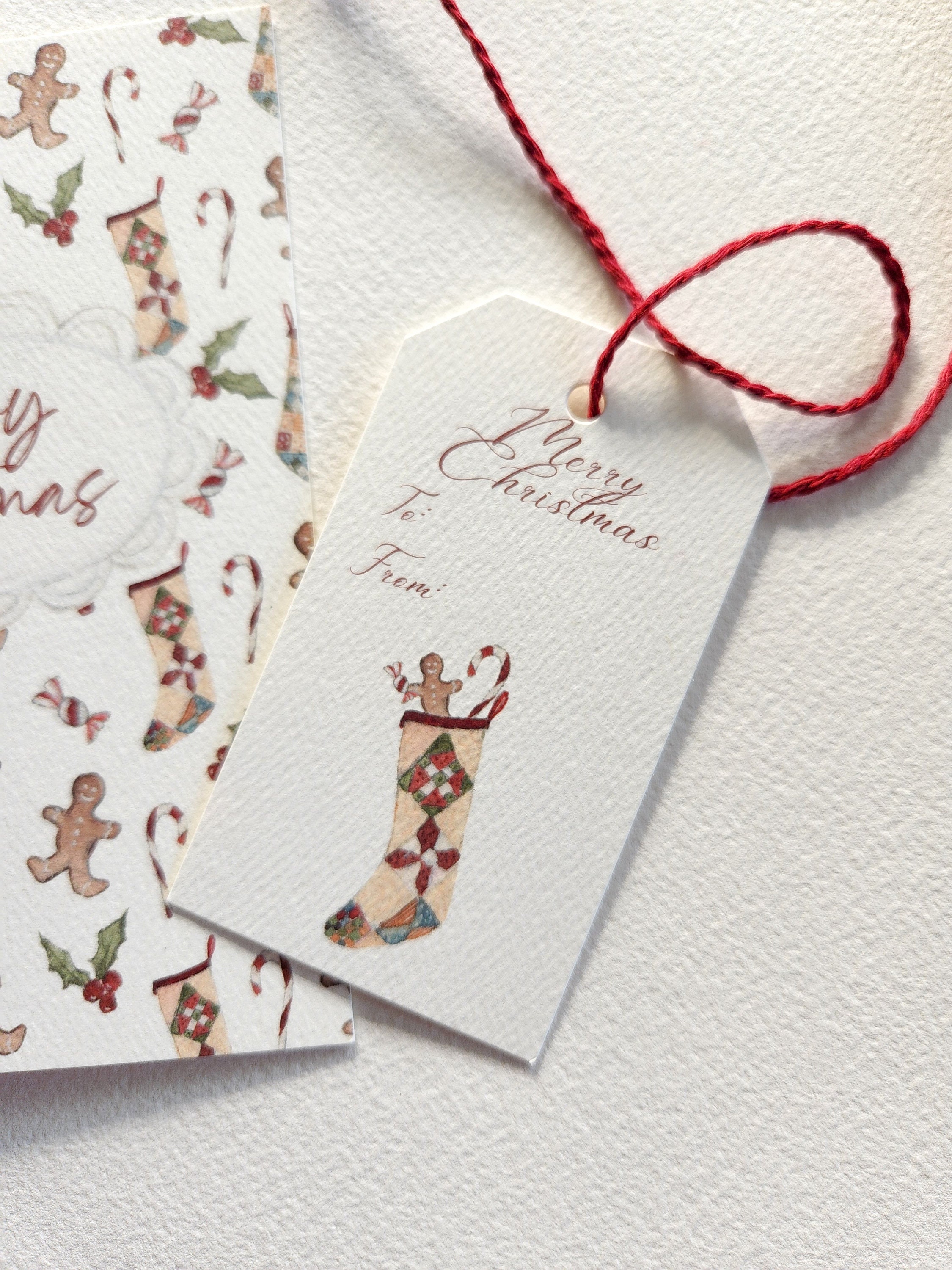 Christmas Gift Tag Set of Eight Quilted Stocking With Candy - Etsy