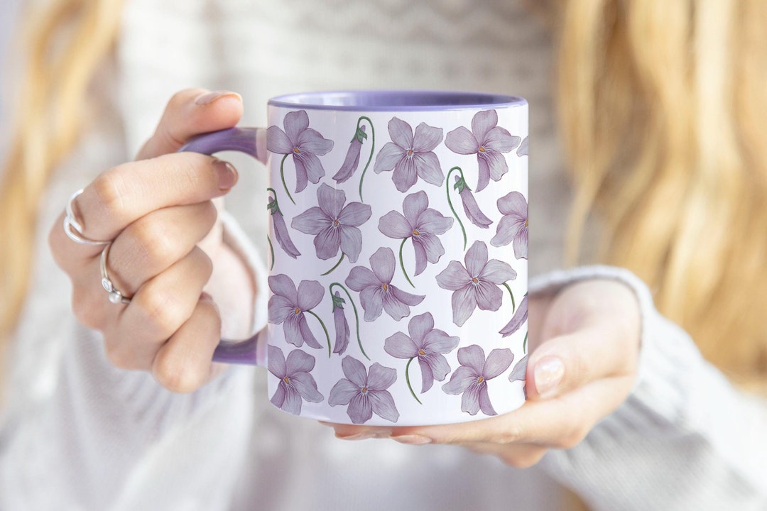 Violet Flower Coffee Mug Botanical Purple Wildflower Mug Purple ...