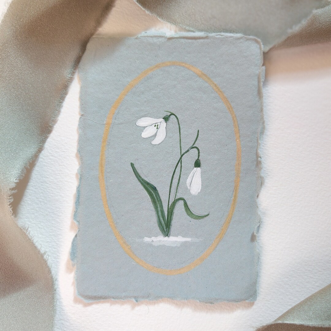 Snowdrop January Birth Month Flower Original Snowdrop Painting ...