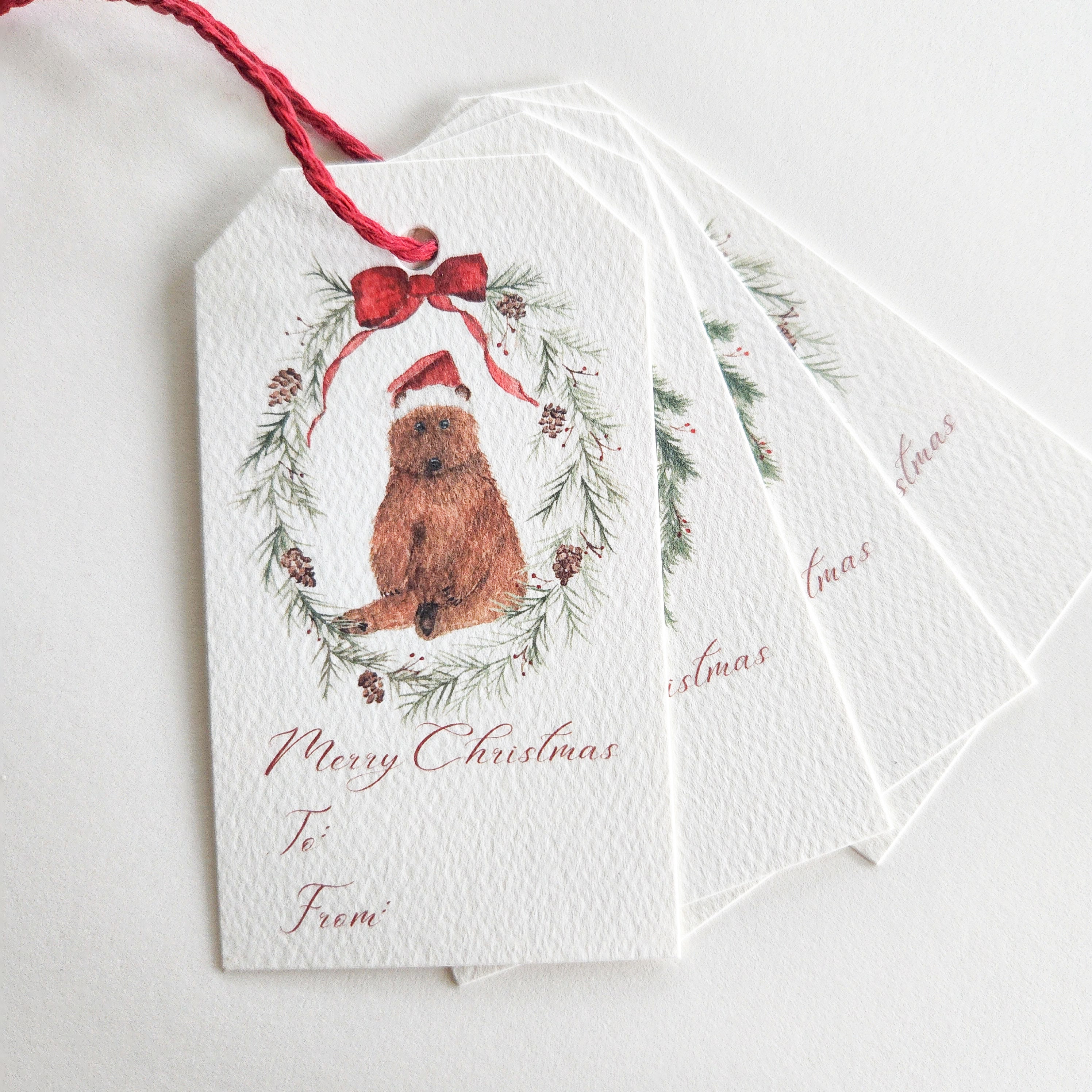 Woodland Animal Christmas Gift Tags, Watercolor Set of 8 - Etsy