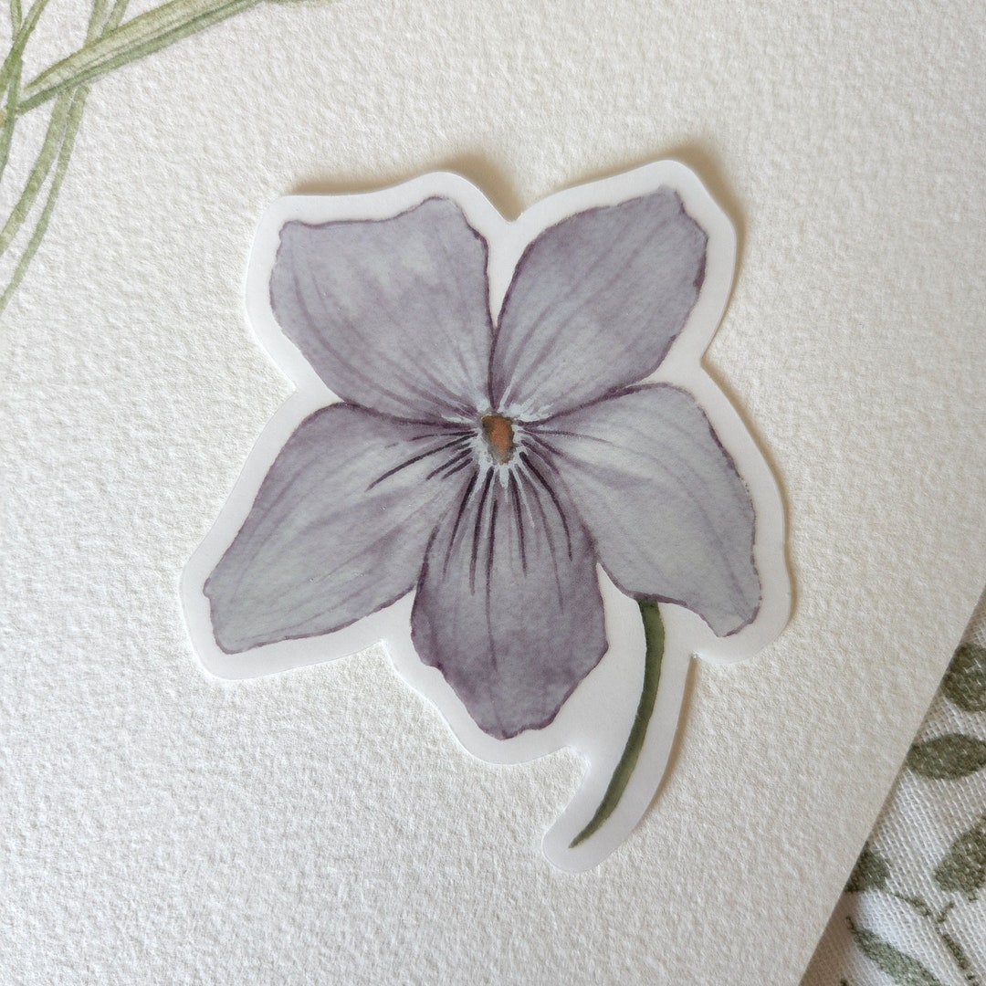 Violet Flower Sticker Decal Clear Violet Wildflower Sticker Purple ...