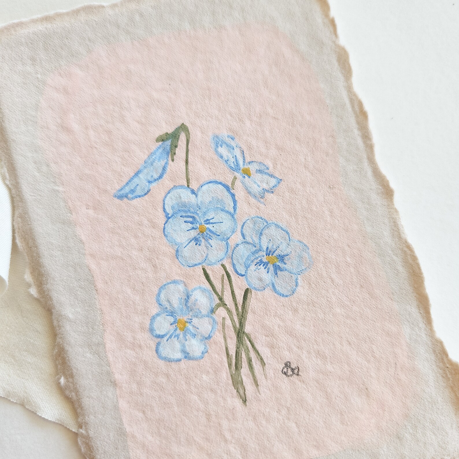 Pansy Original Gouache Painting Blue Pansy Flower Art Floral Nursery ...