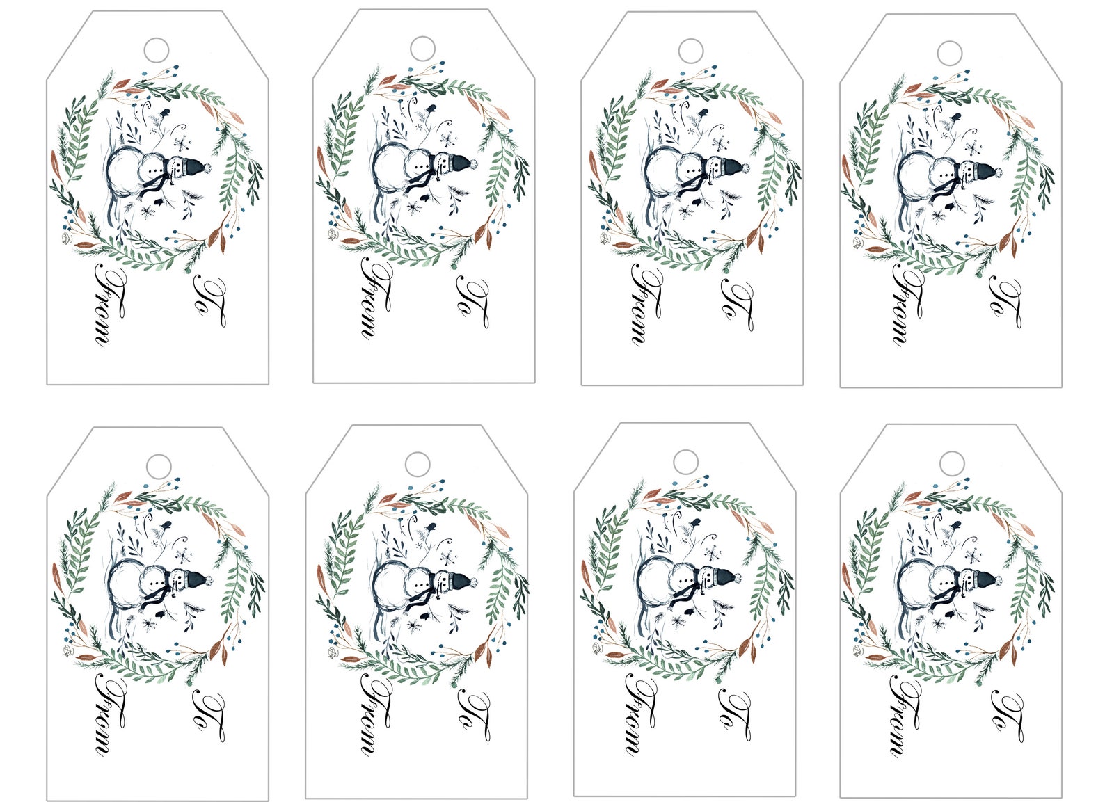 Instant Download Snowman Gift Tag Christmas Present Gift Tag - Etsy