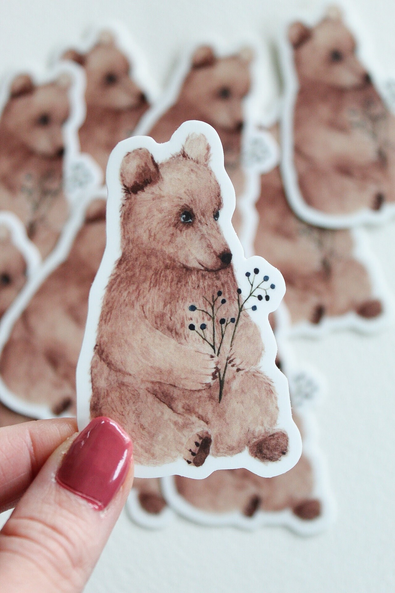 Bear Sticker Waterproof Brown Bear Sticker Die Cut Wildlife Animal ...