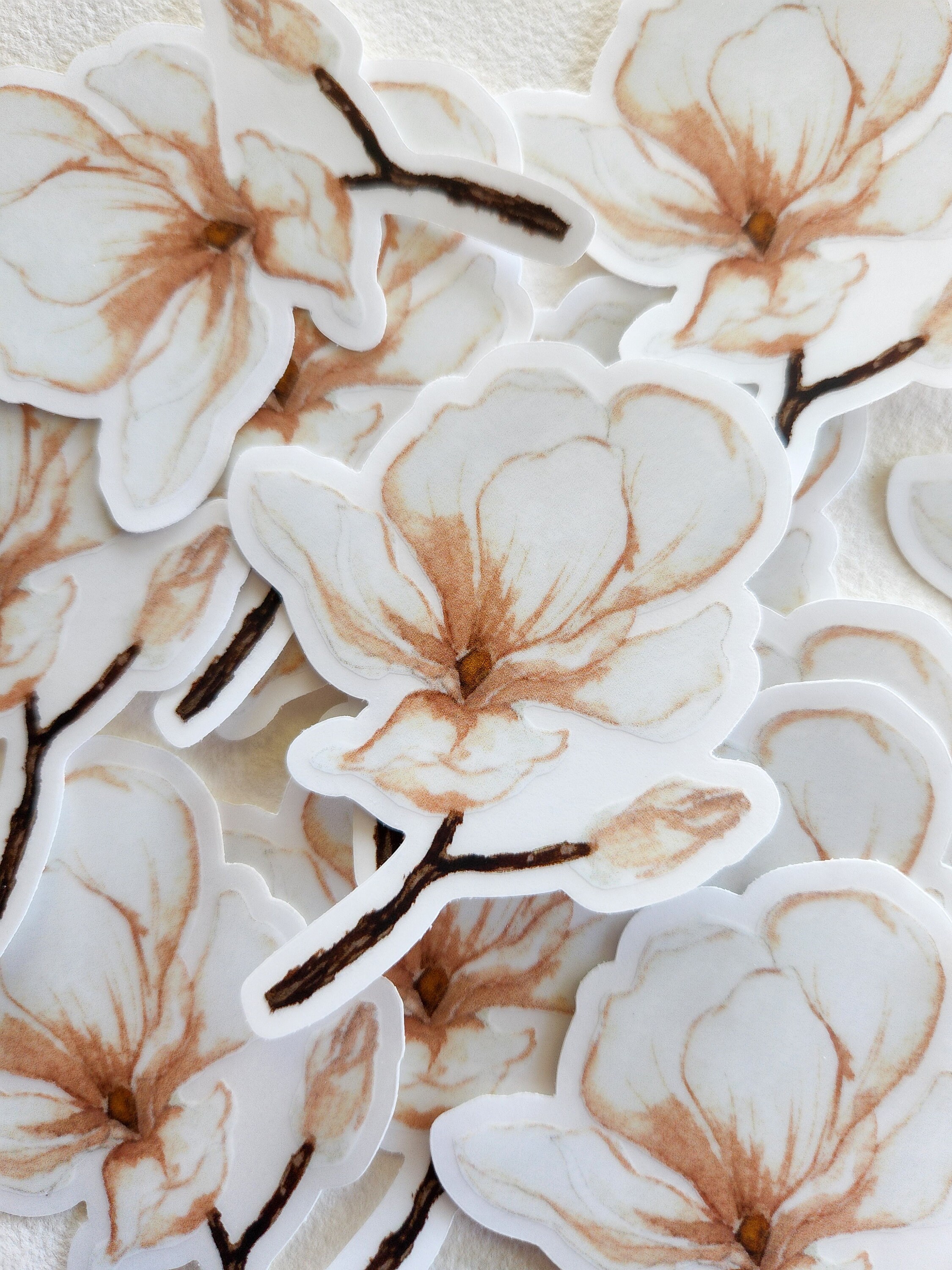 Magnolia Flower Sticker Waterproof Magnolia Sticker Watercolor Magnolia ...
