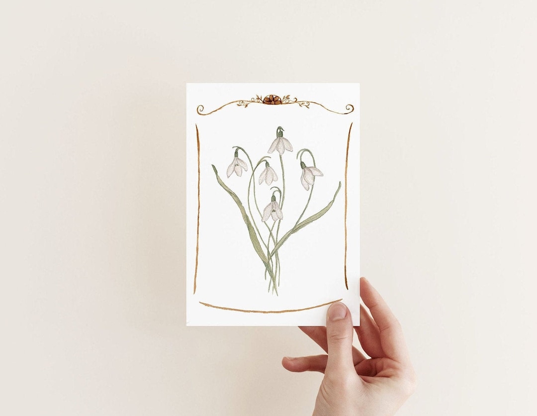 Snowdrop Greeting Card Snow Drop Flower Card Snowdrops Bouquet Card ...