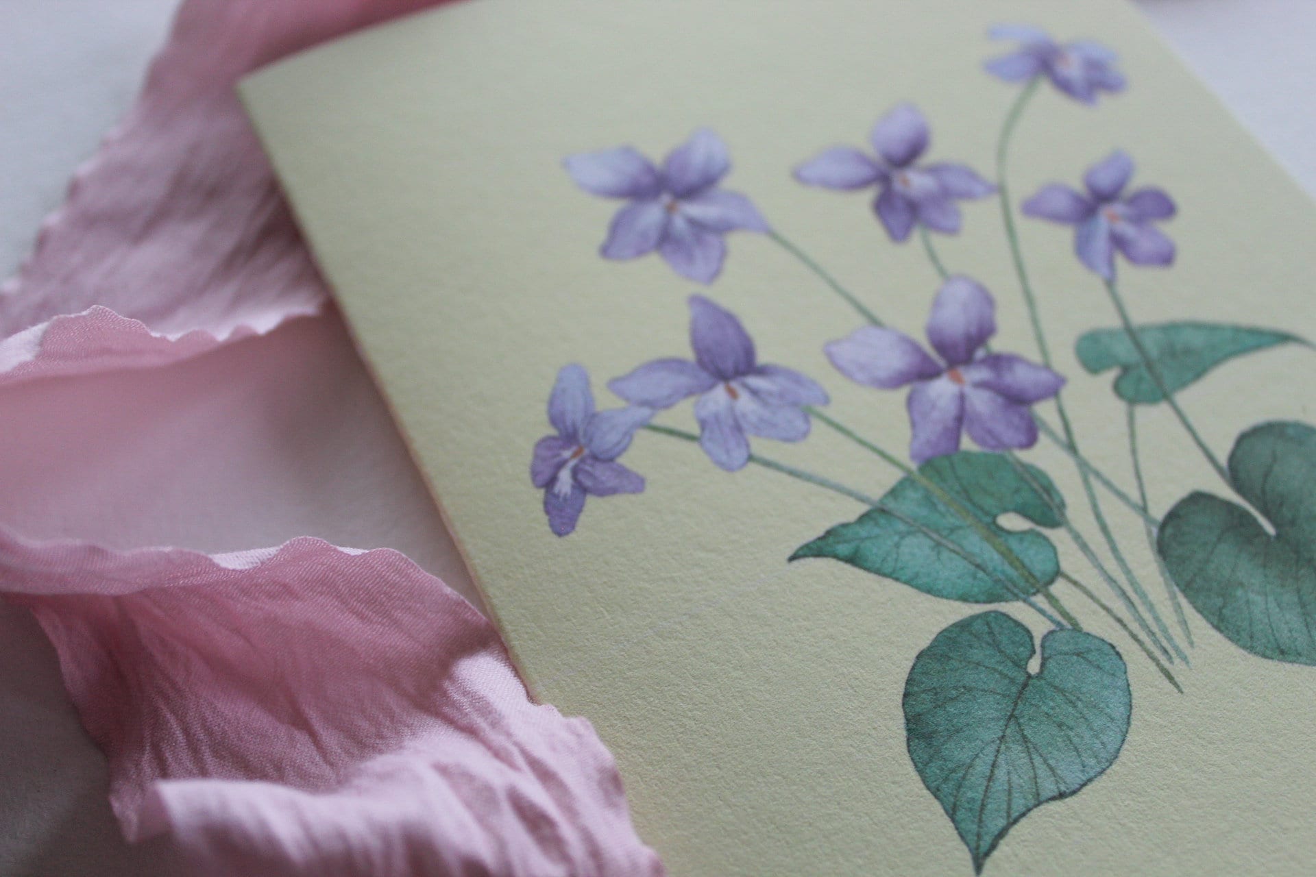 Violet Card Simple Violet Greeting Card Watercolor Violets Watercolor ...