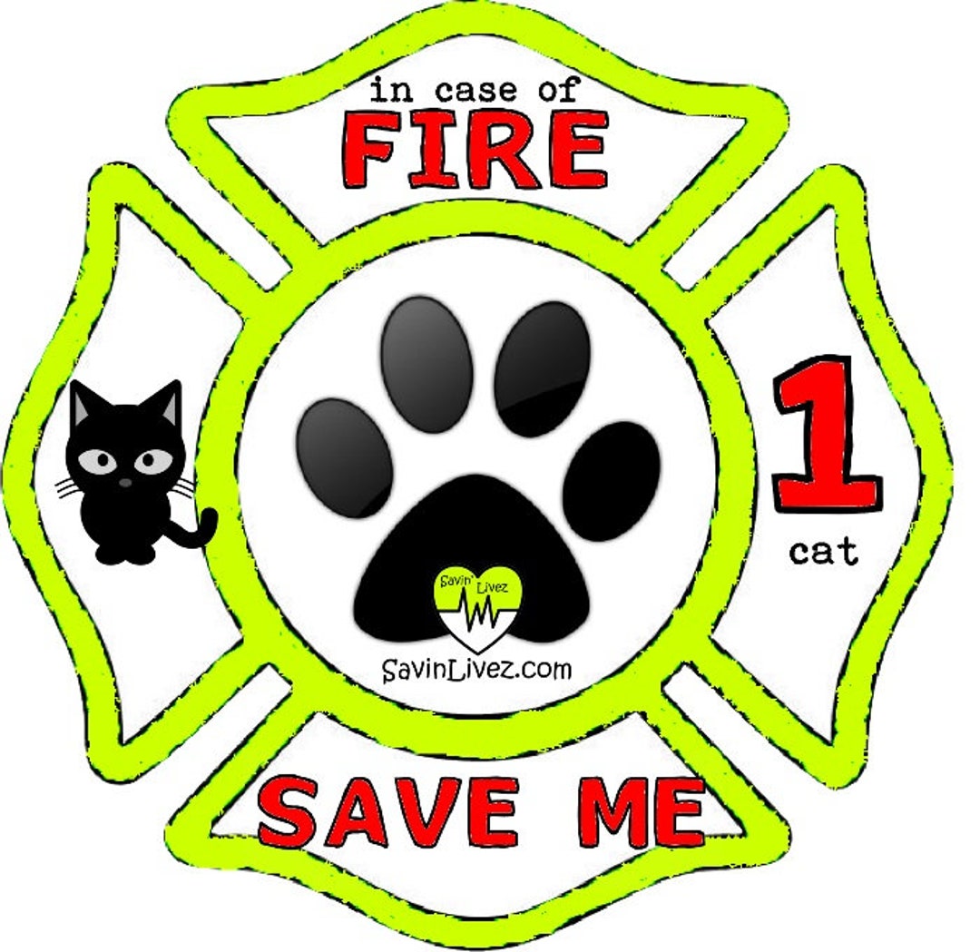 Reflective Cat Rescue Decal - to Indicate 1 Cat Inside in Case of Fire ...