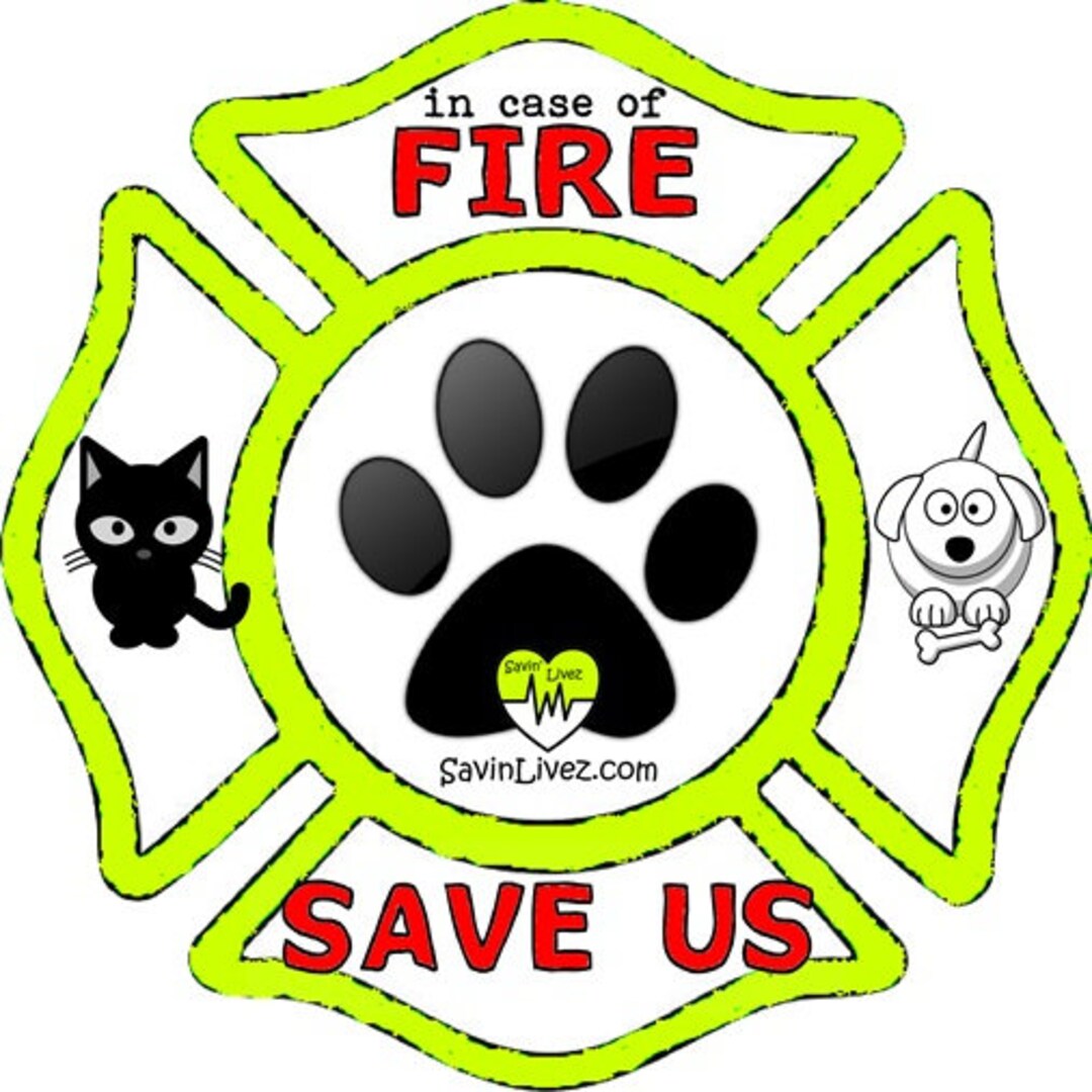 Reflective Pet Rescue Decal - to Indicate Both Cats and Dogs Inside in ...