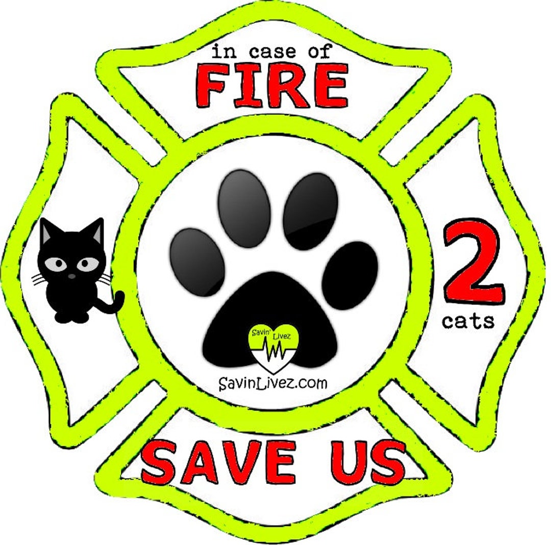 Reflective Cat Rescue Decal - to Indicate 2 Cats Inside in Case of Fire ...