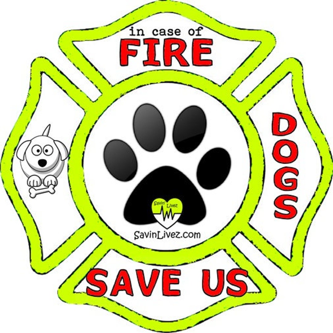 Reflective Dogs Rescue Decal - to Indicate Dogs Inside in Case of Fire ...