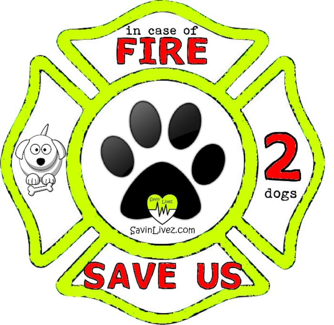 Reflective Dog Rescue Decal - to Indicate 2 Dogs Inside in Case of Fire ...