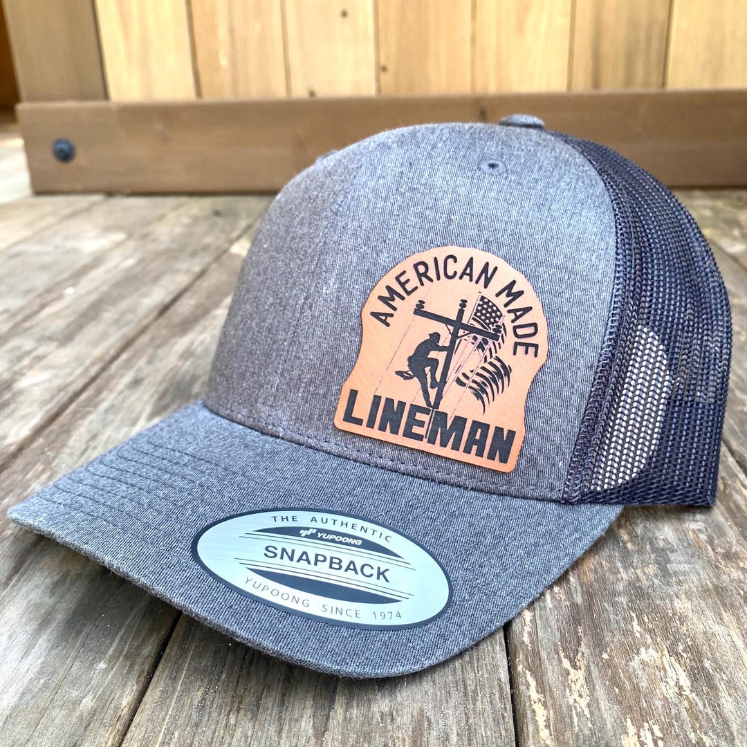 American Made Lineman Trucker Hat, Leatherette Hat Patch, Yupong ...