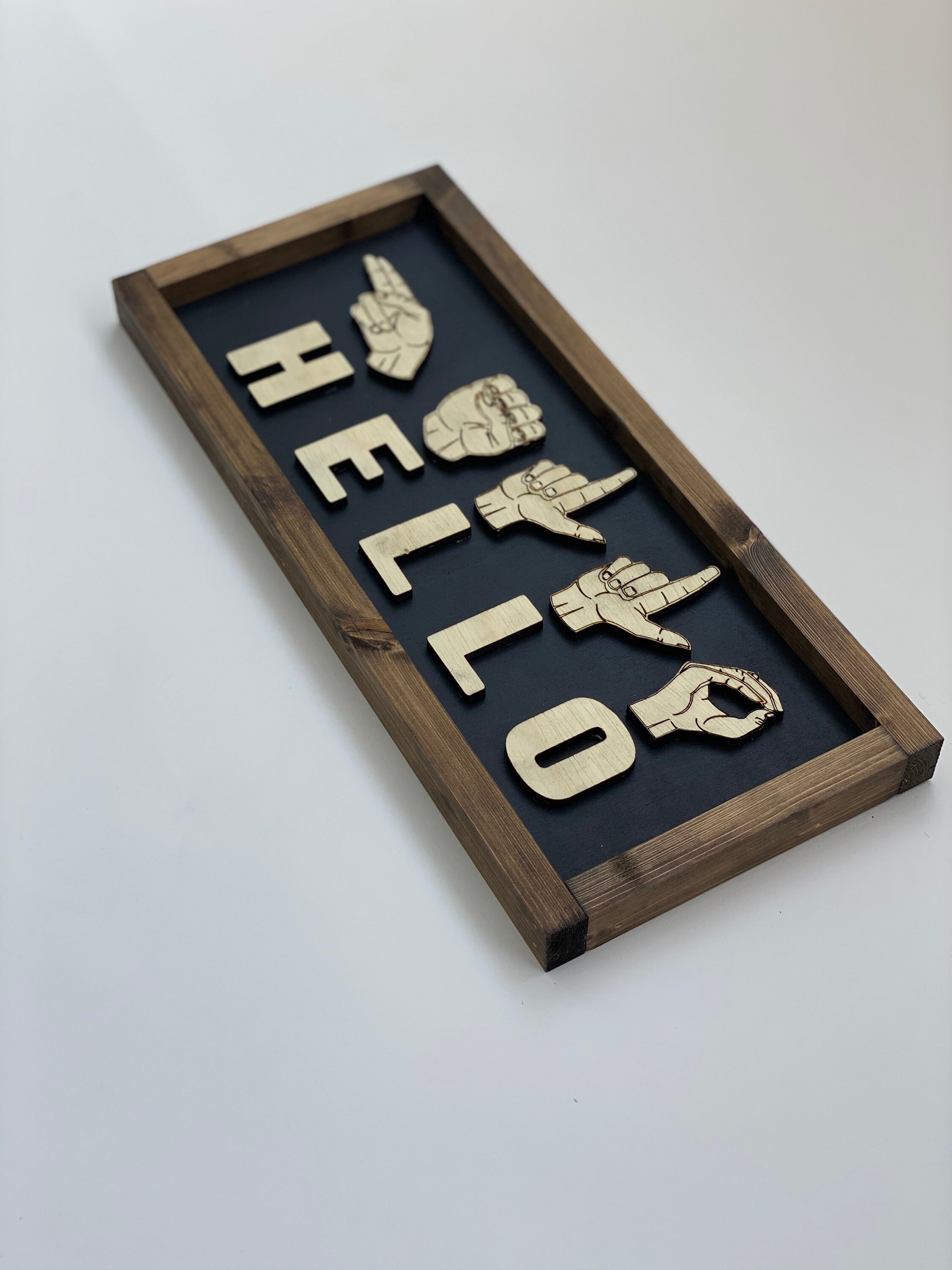 Hello Sign ASL Sign American Sign Language Customizable | Etsy