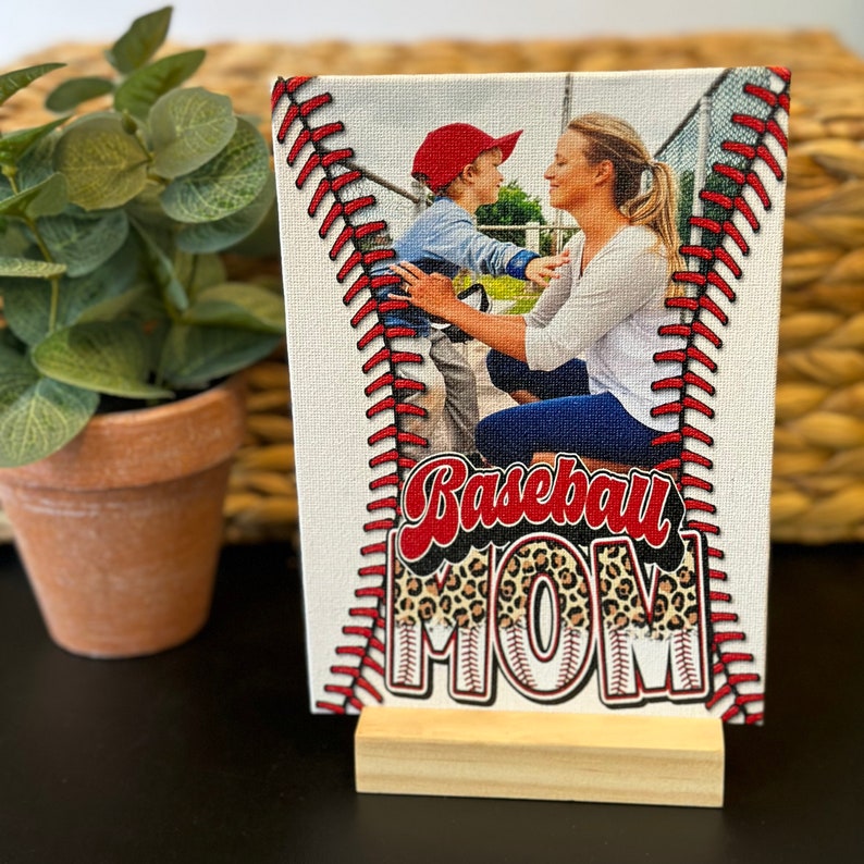 Personalized Baseball Mom Photo Canvas Print With Stand, Baseball Mom ...