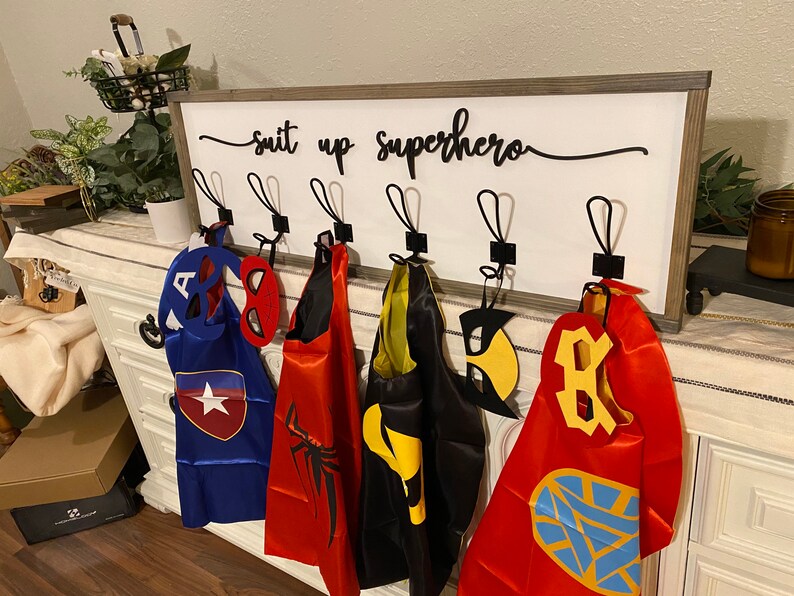Super Hero Kids Costume Hook Personalized Boys Room Clothes Hook ...