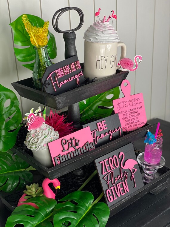 Decorative Trays Let\u2019s flamingo tiered tray set Home & Living etna ...