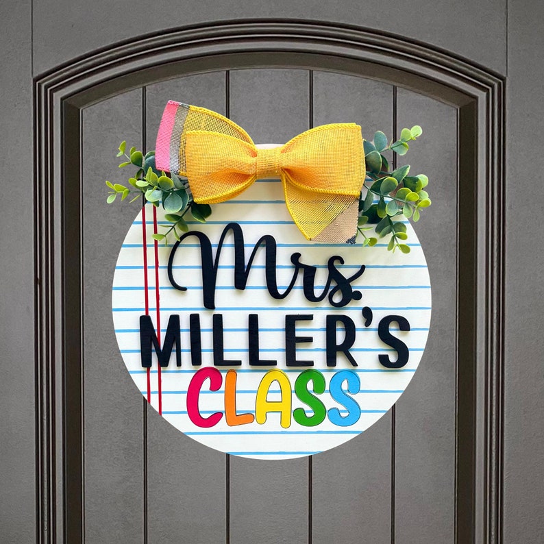 Teacher Door Sign, Classroom Notebook Paper Door Hanger, Classroom Door ...