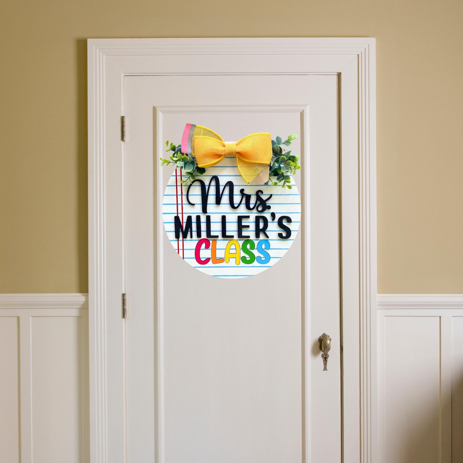 Teacher Door Sign, Classroom Notebook Paper Door Hanger, Classroom Door ...