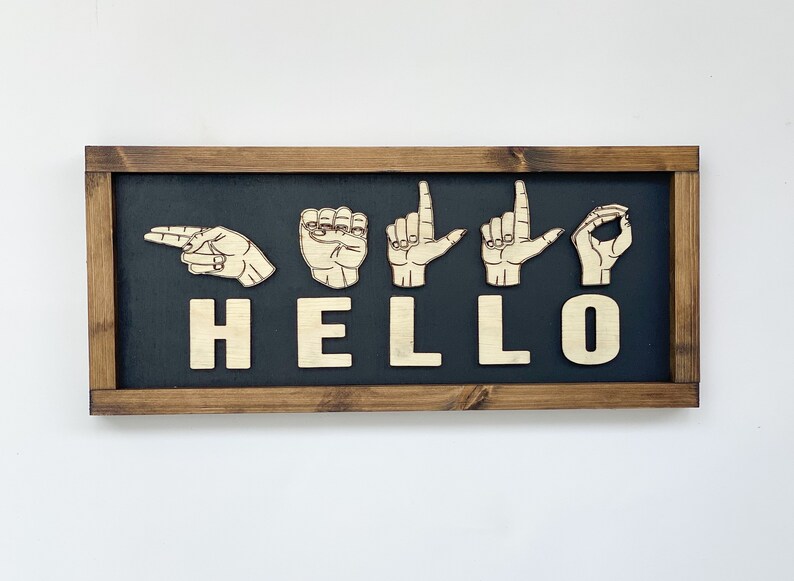 Hello Sign ASL Sign American Sign Language Customizable | Etsy