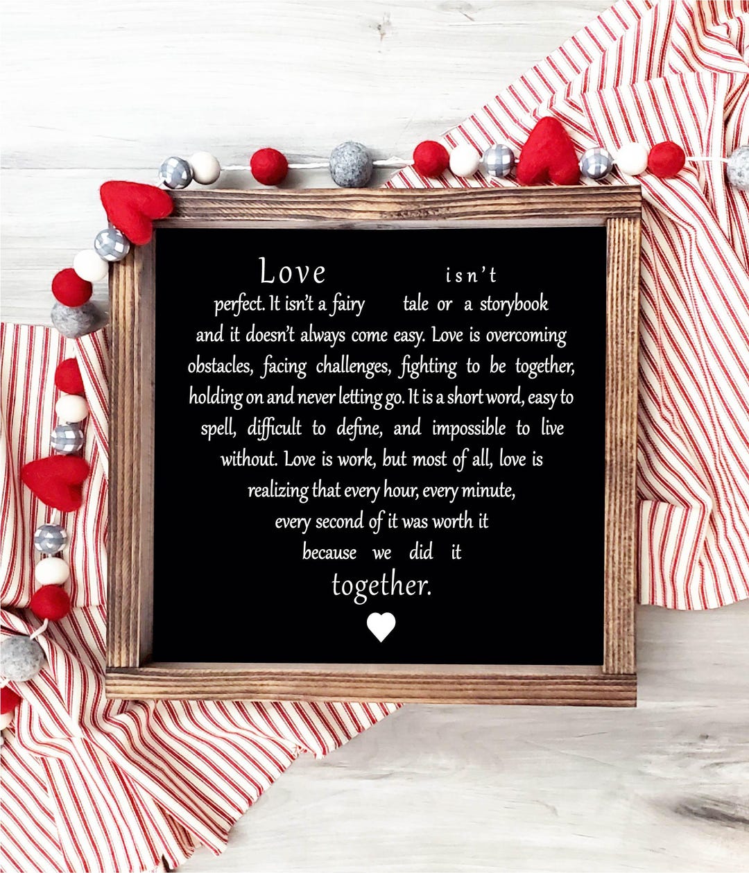Love Framed Wooden Sign, Valentine's Day Sign, Valentine Art Print, V ...