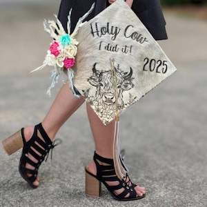 Personalized Cowhide Graduation Cap Topper, Custom Graduation Cap ...
