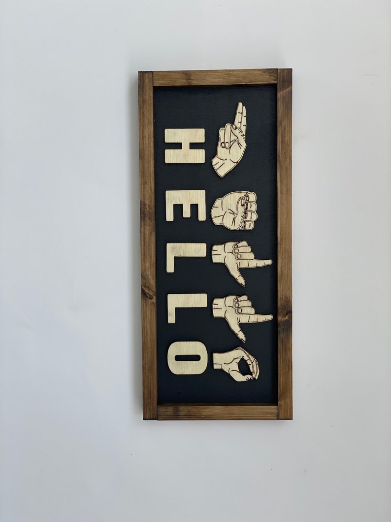 Hello Sign ASL Sign American Sign Language Customizable - Etsy