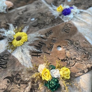 Personalized Cowhide Graduation Cap Topper, Custom Graduation Cap ...