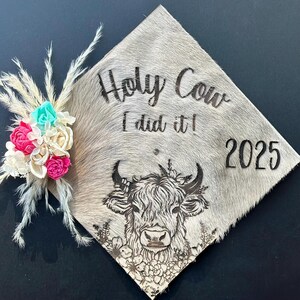 Personalized Cowhide Graduation Cap Topper, Custom Graduation Cap ...