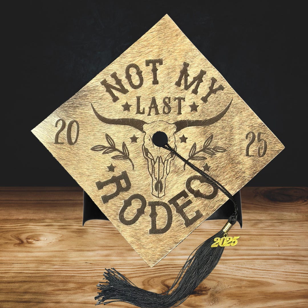 Personalized Cowhide Graduation Cap Topper, Western Custom Graduation ...