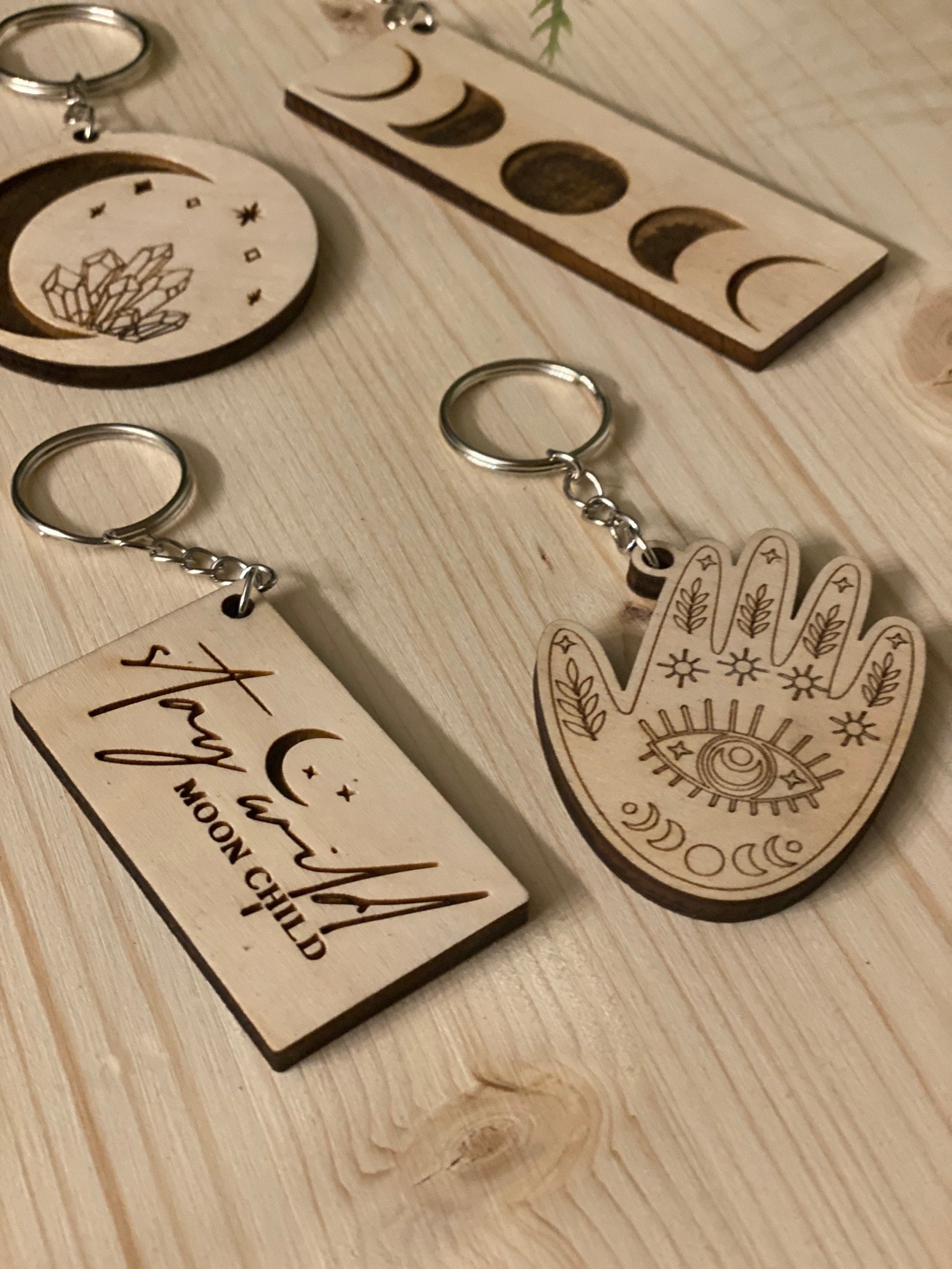 BOHO Celestial Keychain Mystical Moon Keychain Moon Child - Etsy