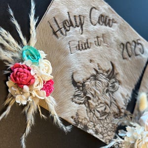 Personalized Cowhide Graduation Cap Topper, Custom Graduation Cap ...
