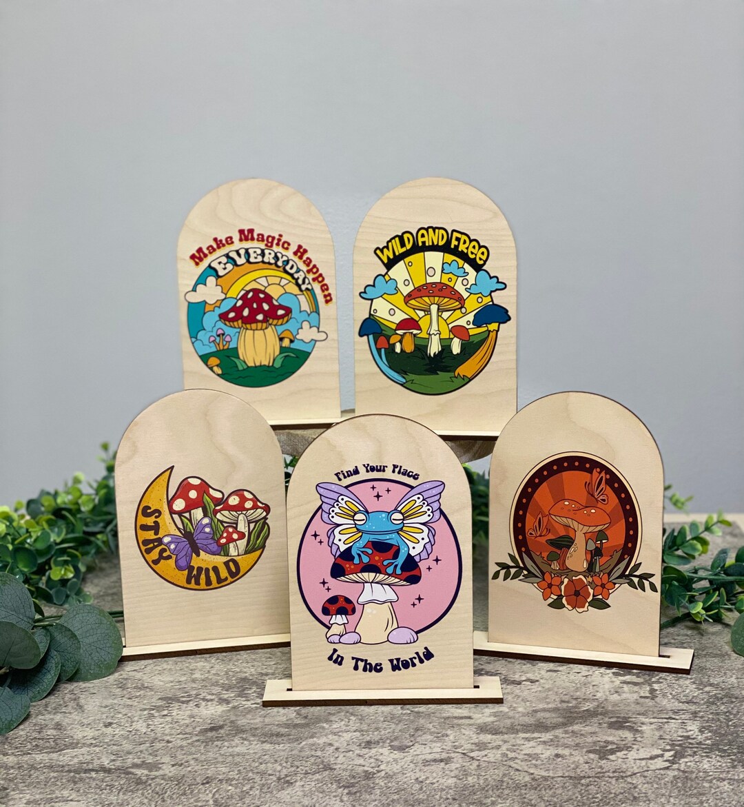 Vintage Mushroom Mushroom Signs Whimsy Decor Magic Mushroom Desk Sign ...