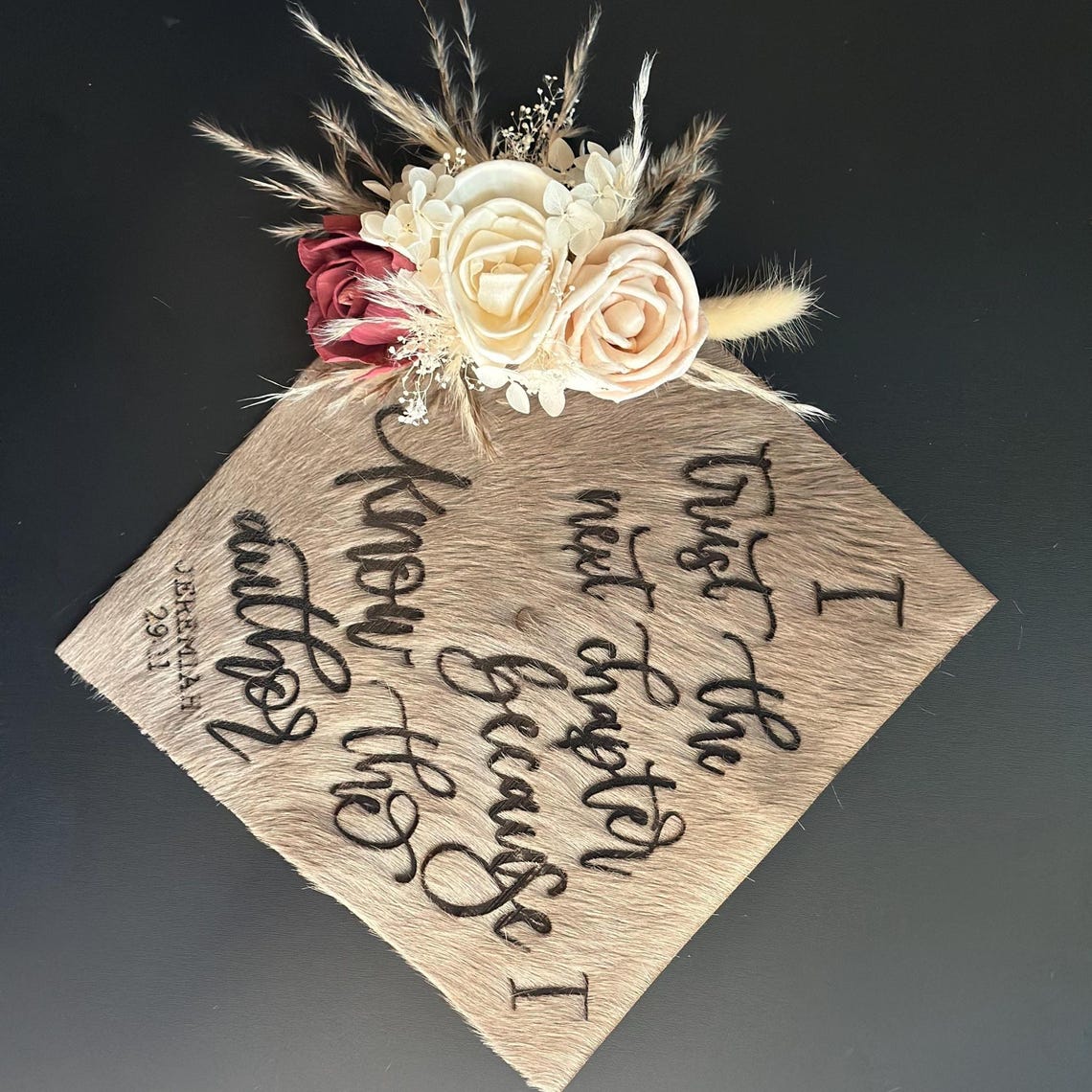 Personalized Cowhide Graduation Cap Topper, Custom Graduation Cap ...