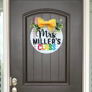 Teacher Door Sign, Classroom Notebook Paper Door Hanger, Classroom Door ...