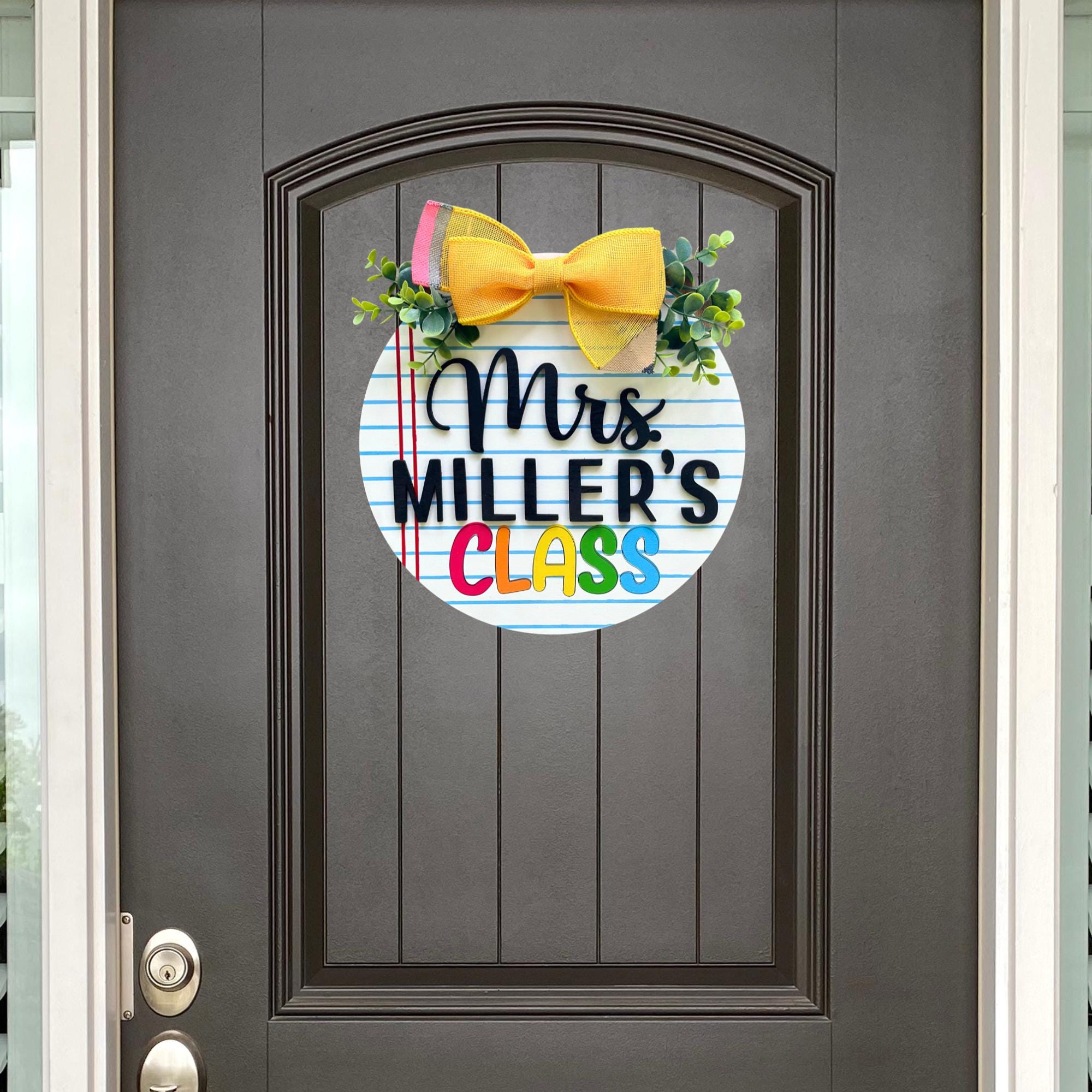 Teacher Door Sign, Classroom Notebook Paper Door Hanger, Classroom Door ...