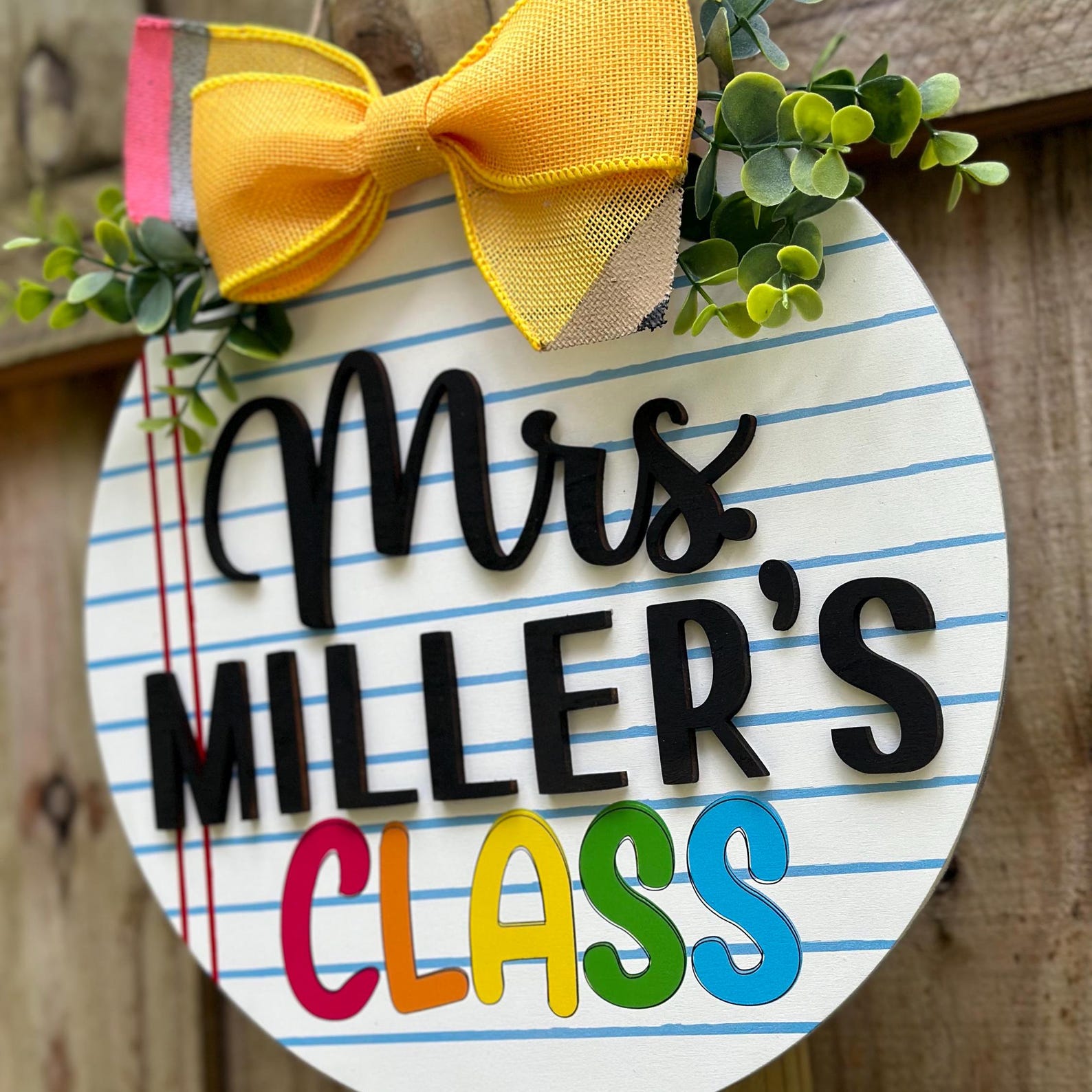 Teacher Door Sign, Classroom Notebook Paper Door Hanger, Classroom Door ...