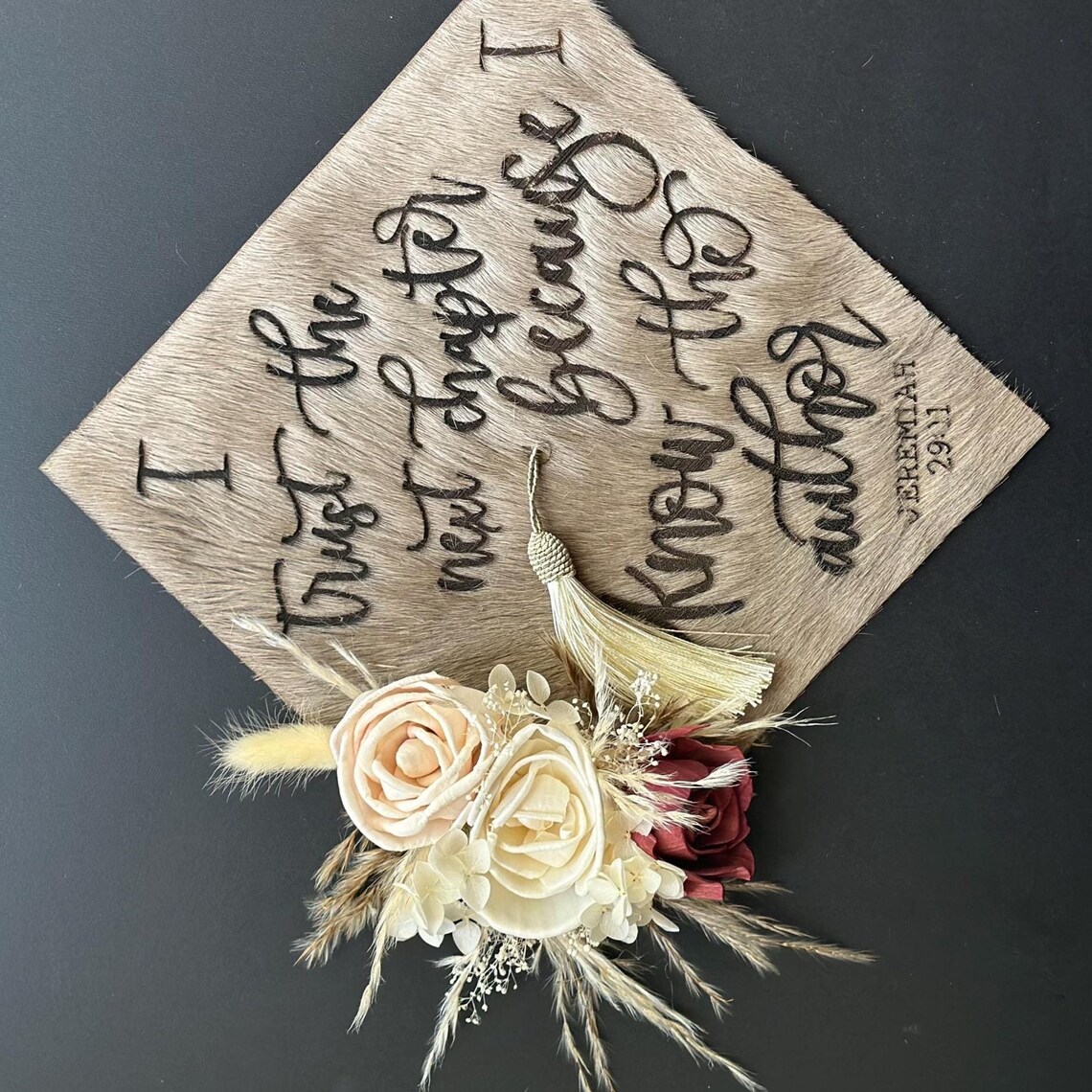 Personalized Cowhide Graduation Cap Topper, Custom Graduation Cap ...