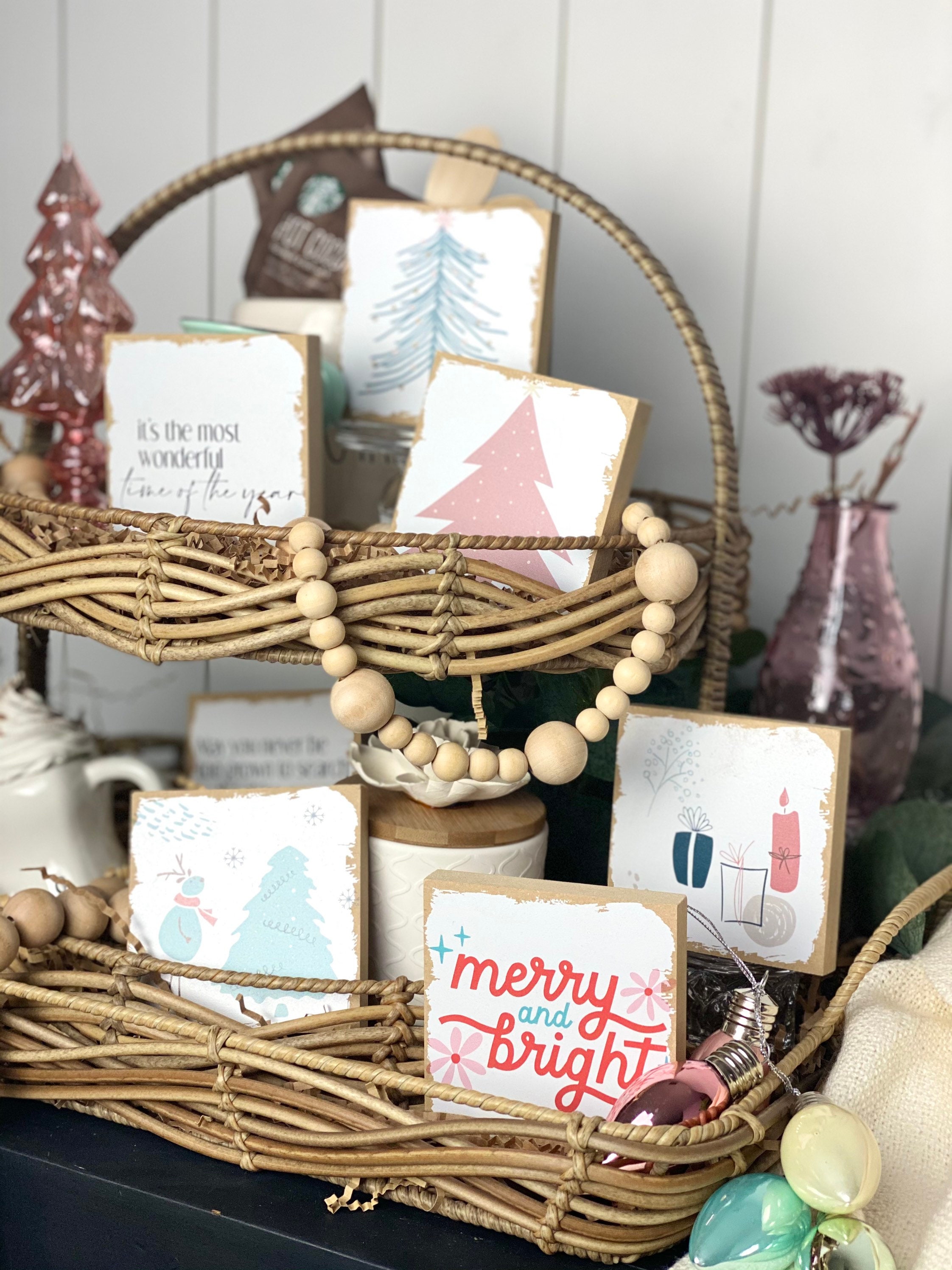 BOHO Christmas Décor BOHO Tiered Tray Signs Christmas Tier - Etsy