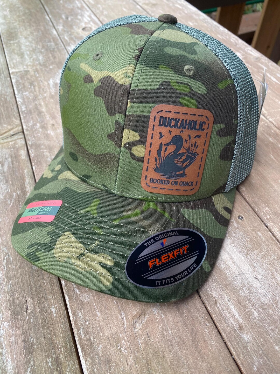 Duckaholic Duck Hunter Trucker Hat, Leatherette Hat Patch, Yupong ...