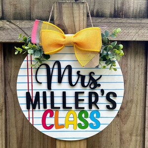 Teacher Door Sign, Classroom Notebook Paper Door Hanger, Classroom Door ...