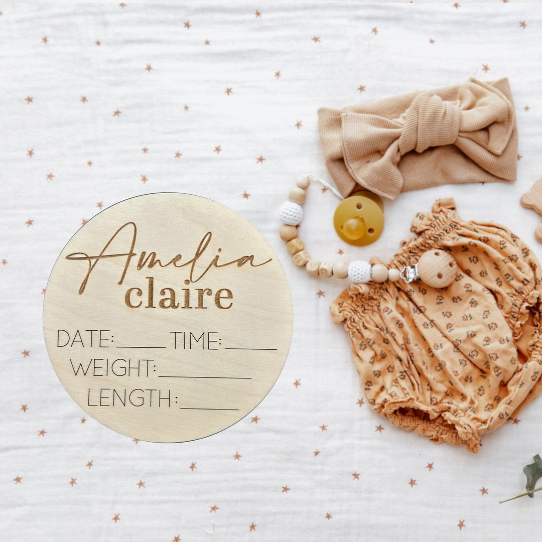 Personalized Baby Birth Stat Hospital Birth Announcement, Wooden ...
