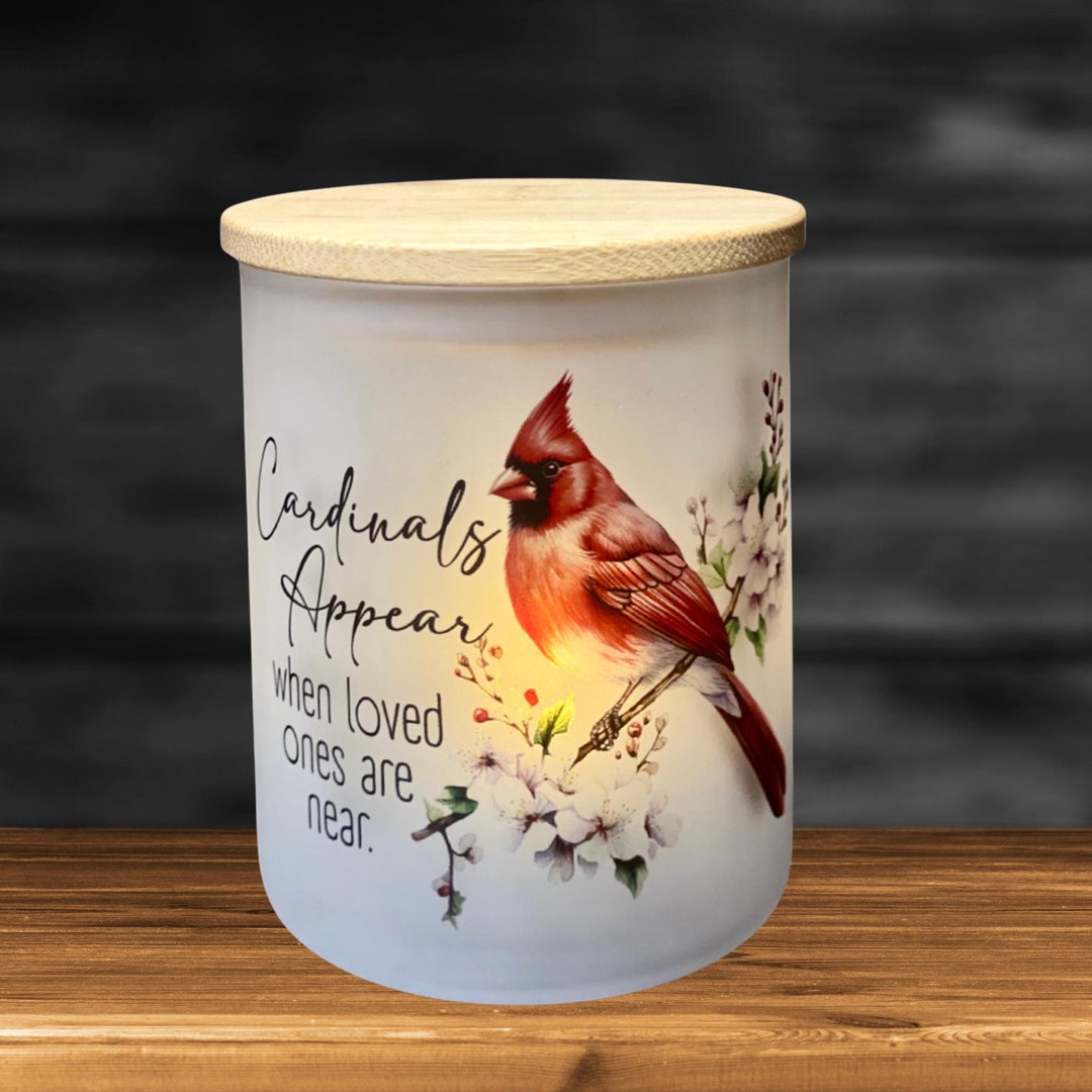 Cardinals Appear When Loved Ones Are Near Candle Jar With Tea Light ...